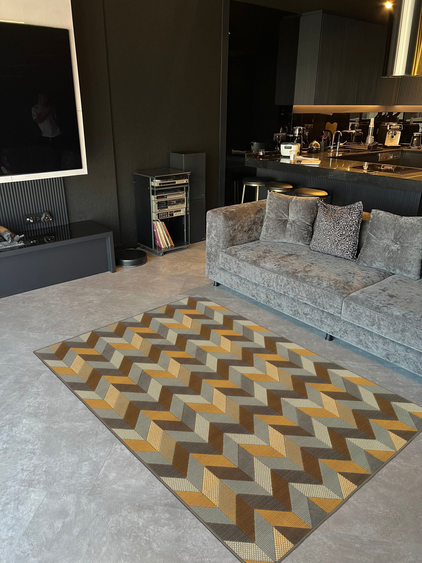 Corrigan Studio® Modern Mustard Brown Multi-Colored Woven Base Digital ...