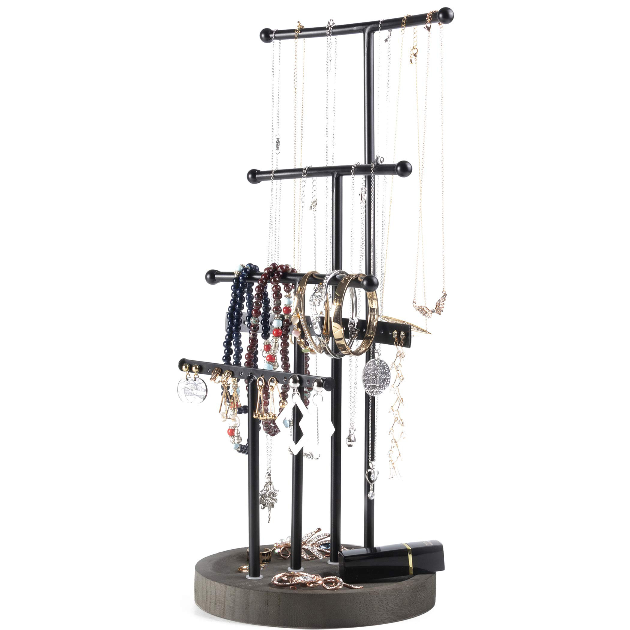 Dakota Fields Jewelry Storage Rack, Tall Necklace Rack With Wooden Base ...