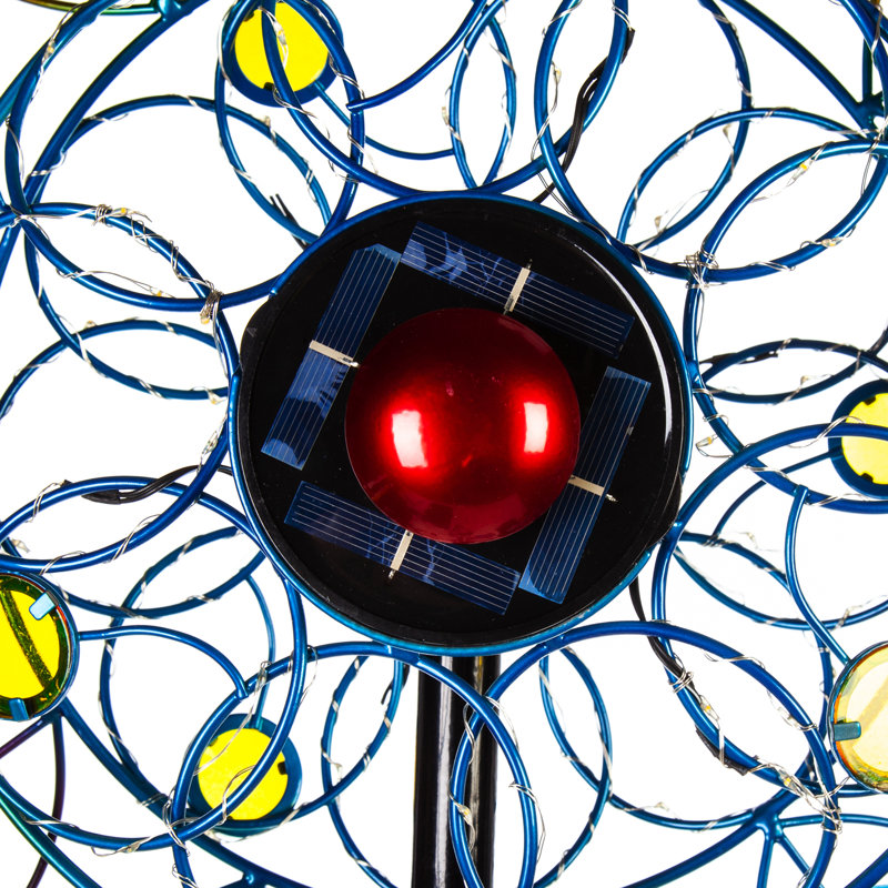 Arlmont & Co. Cyane 75"H Solar Radiant Jewel Kinetic Wind Spinner | Wayfair