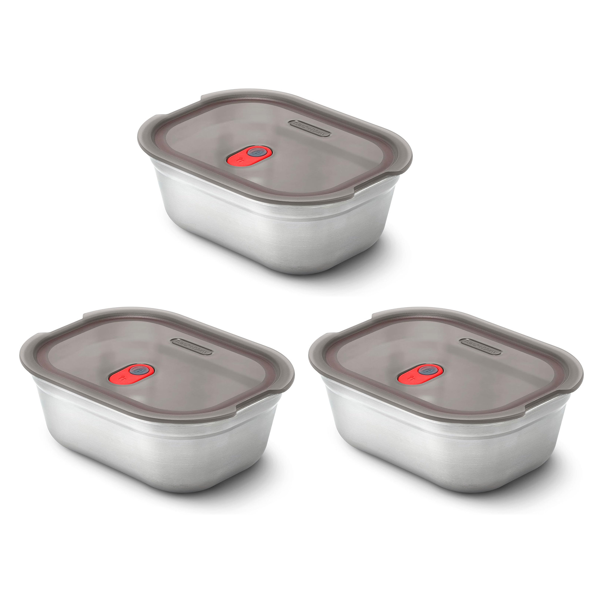 Black + Blum Set of 3 Steel Food Box Medium 900ml - Grey | Wayfair.co.uk