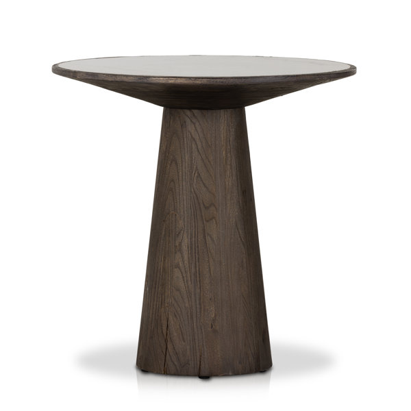 Loon Peak® Coedy Genuine Marble Pedestal End Table | Wayfair