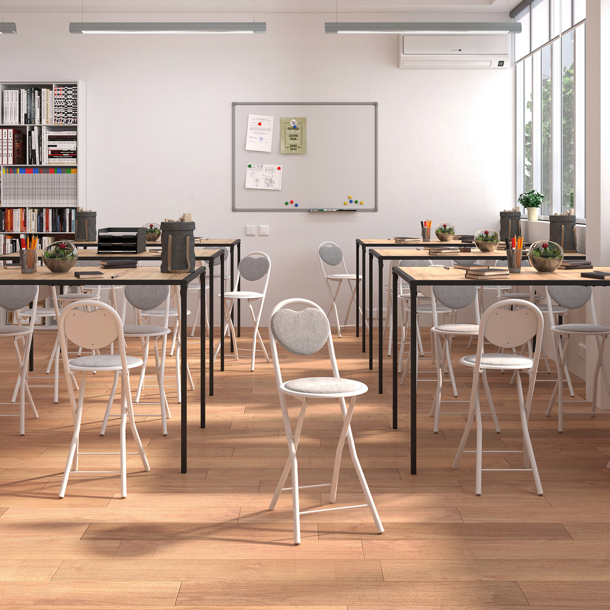 39F inc Set of 8 Heart-Shaped Folding Chairs with Cushioned Seat ...