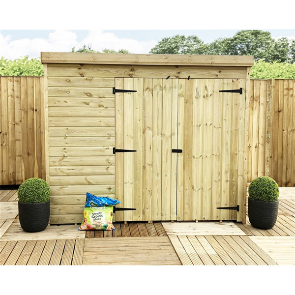 Dakota Fields Kalopsida 7 ft. W x 3 ft. D Solid Wood Garden Shed ...
