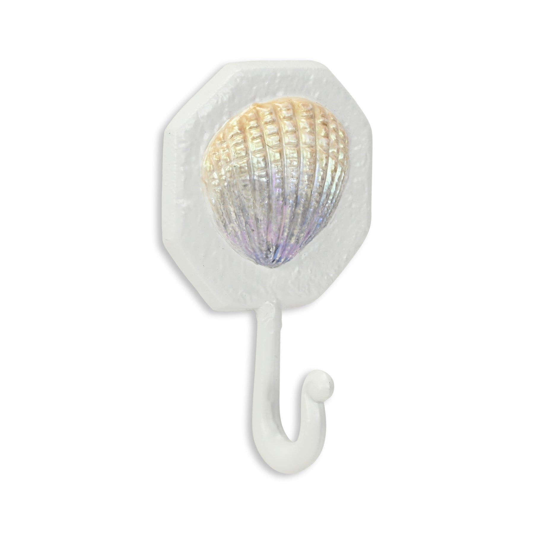 HomeRoots 4" Cream And Pearl Cast Iron Seashell Wall Hook | Wayfair