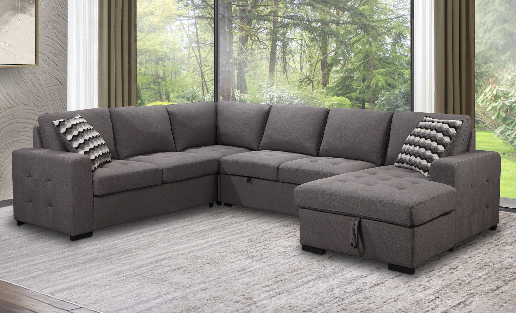 Latitude Run® 123.5" Wide Left Hand Facing Sleeper Corner Sectional ...