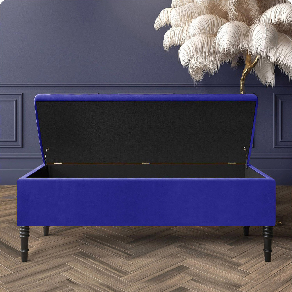 R&M Furnishers Paris Plain Ottoman Storage Bench - Plush Velvet Shoe ...