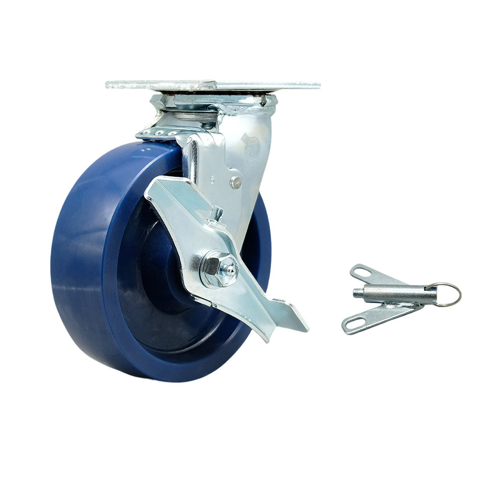 Service Caster Solid Polyurethane Caster with Roller Bearing and Brake ...