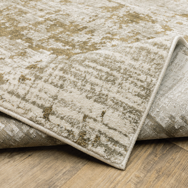 17 Stories Performance Beige/ Gold Rug | Wayfair