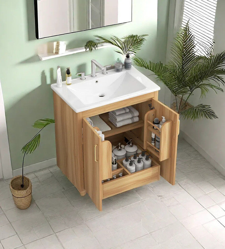 Charlton Home® Delore 30'' Single Bathroom Vanity with Ceramic Top ...