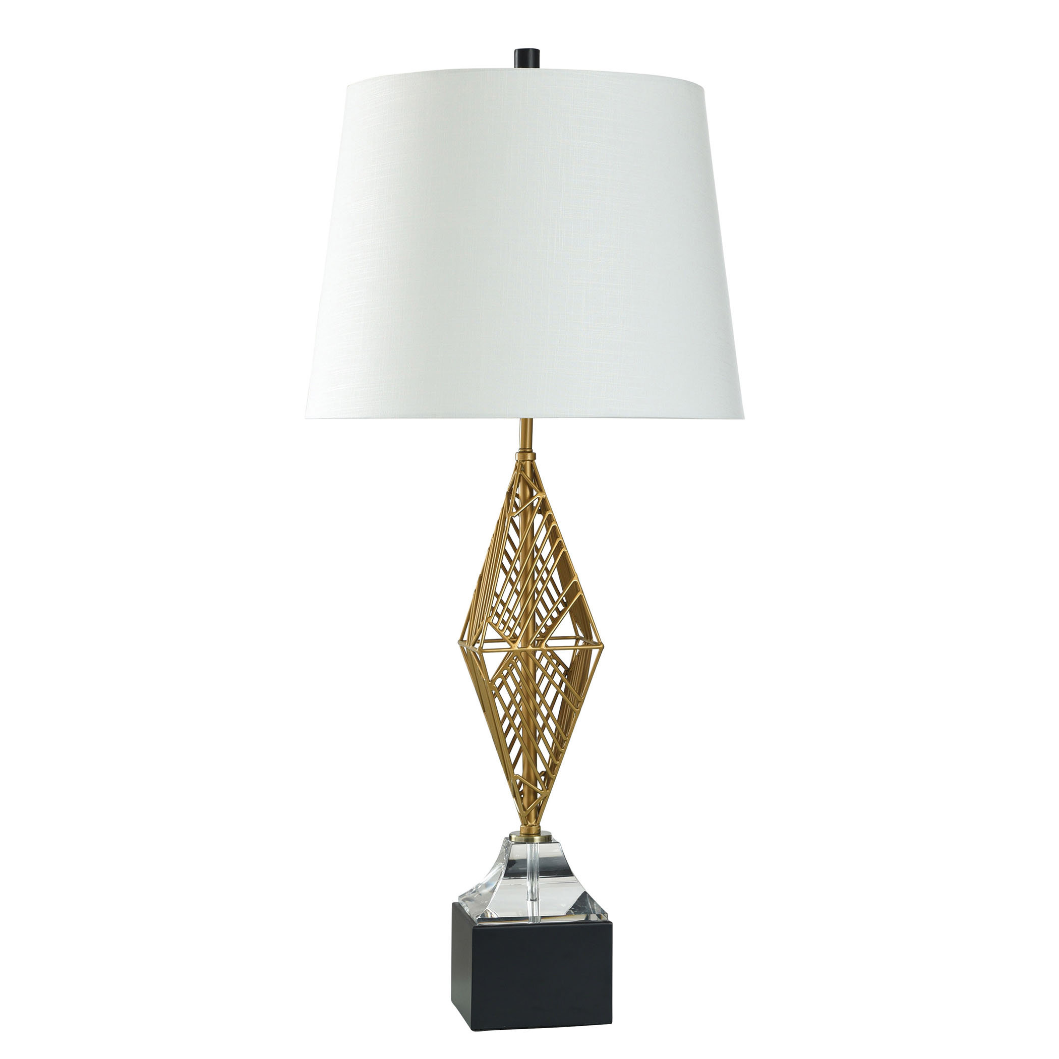 StyleCraft Home Gold Veil - Metal Table Lamp - White Shade | Wayfair