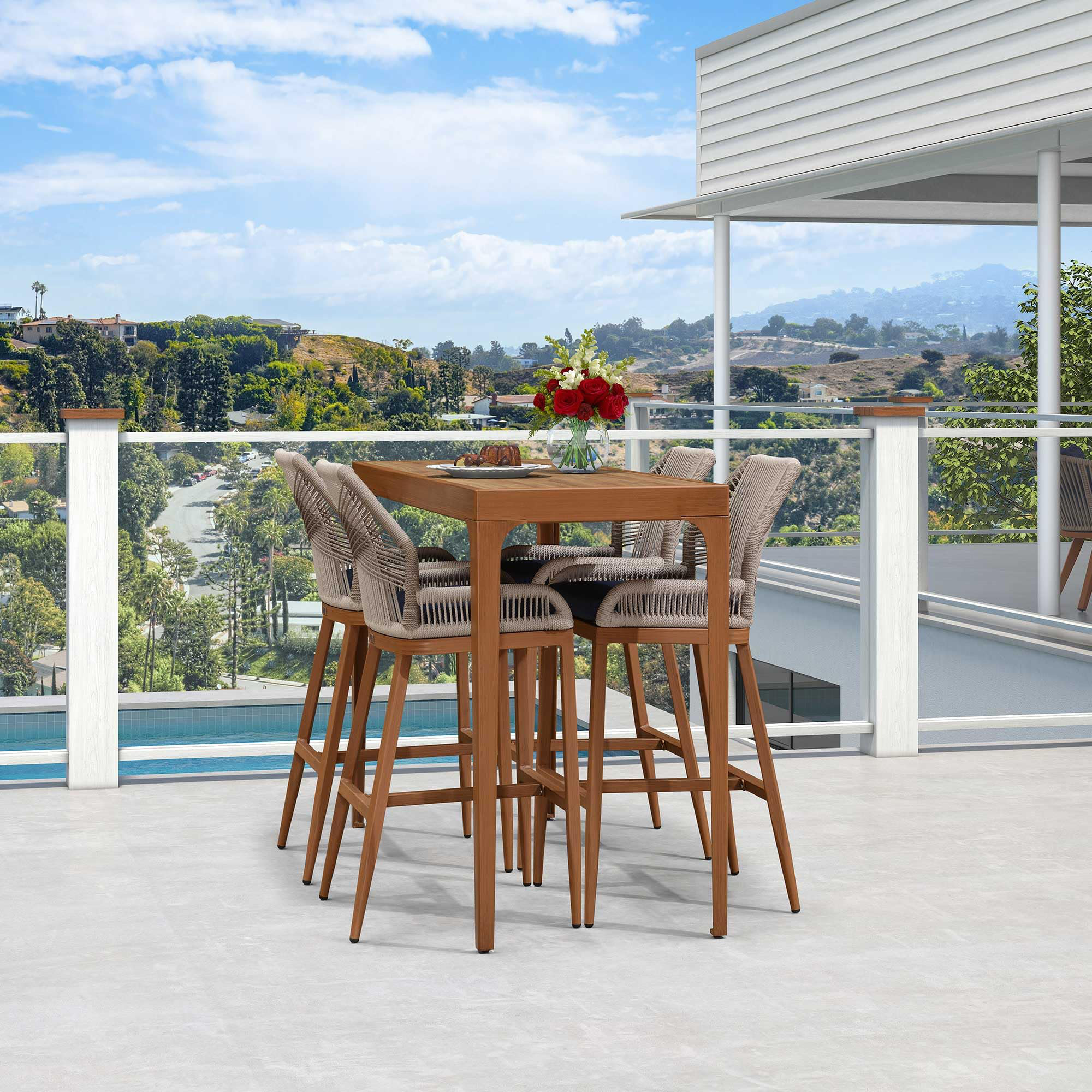 George Oliver Bar Height Table Retangular Patio Dining Coffee Kitchen ...