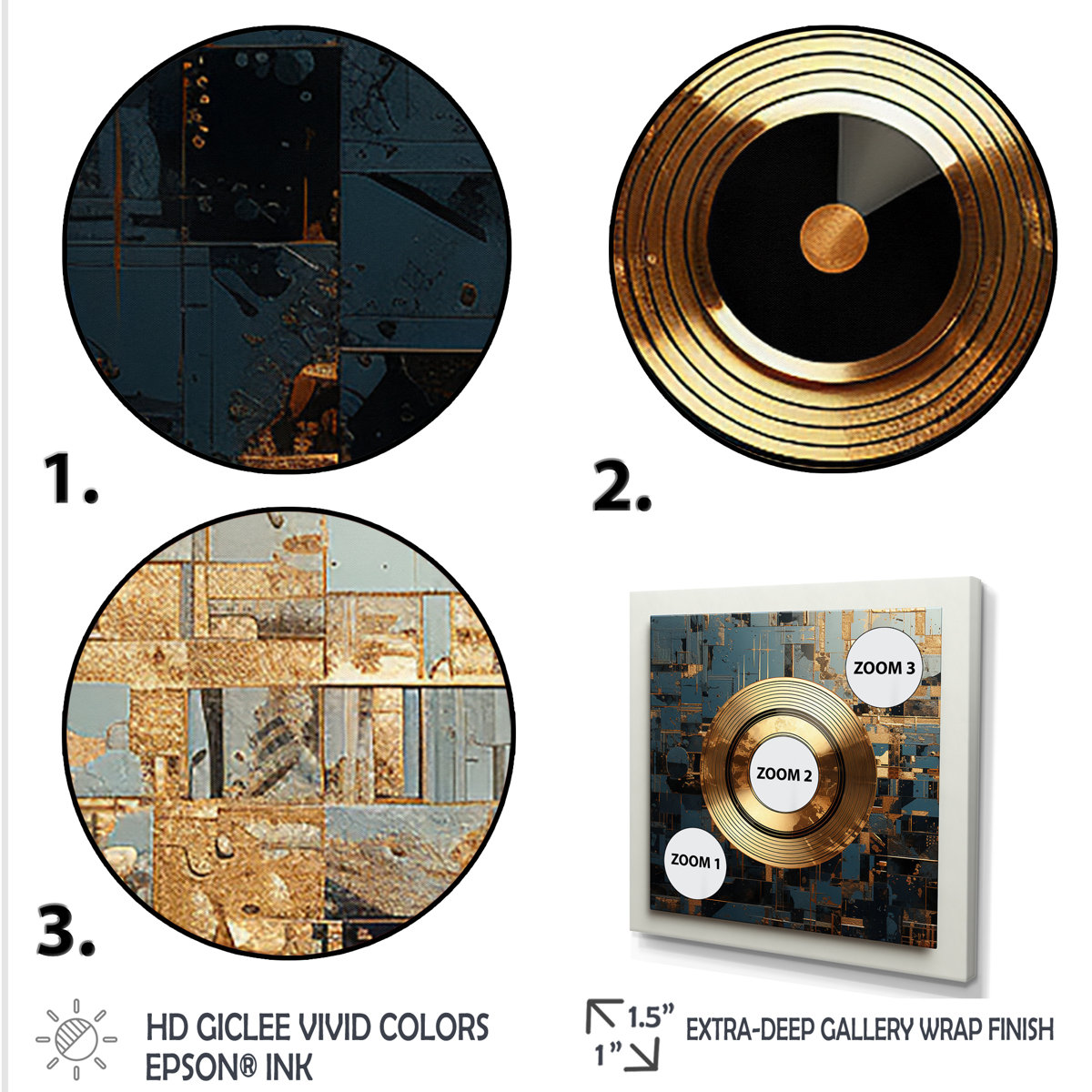 Mercer41 Gold And Grey Vinyl Record Melody I - Vinyl Records Wall Art ...