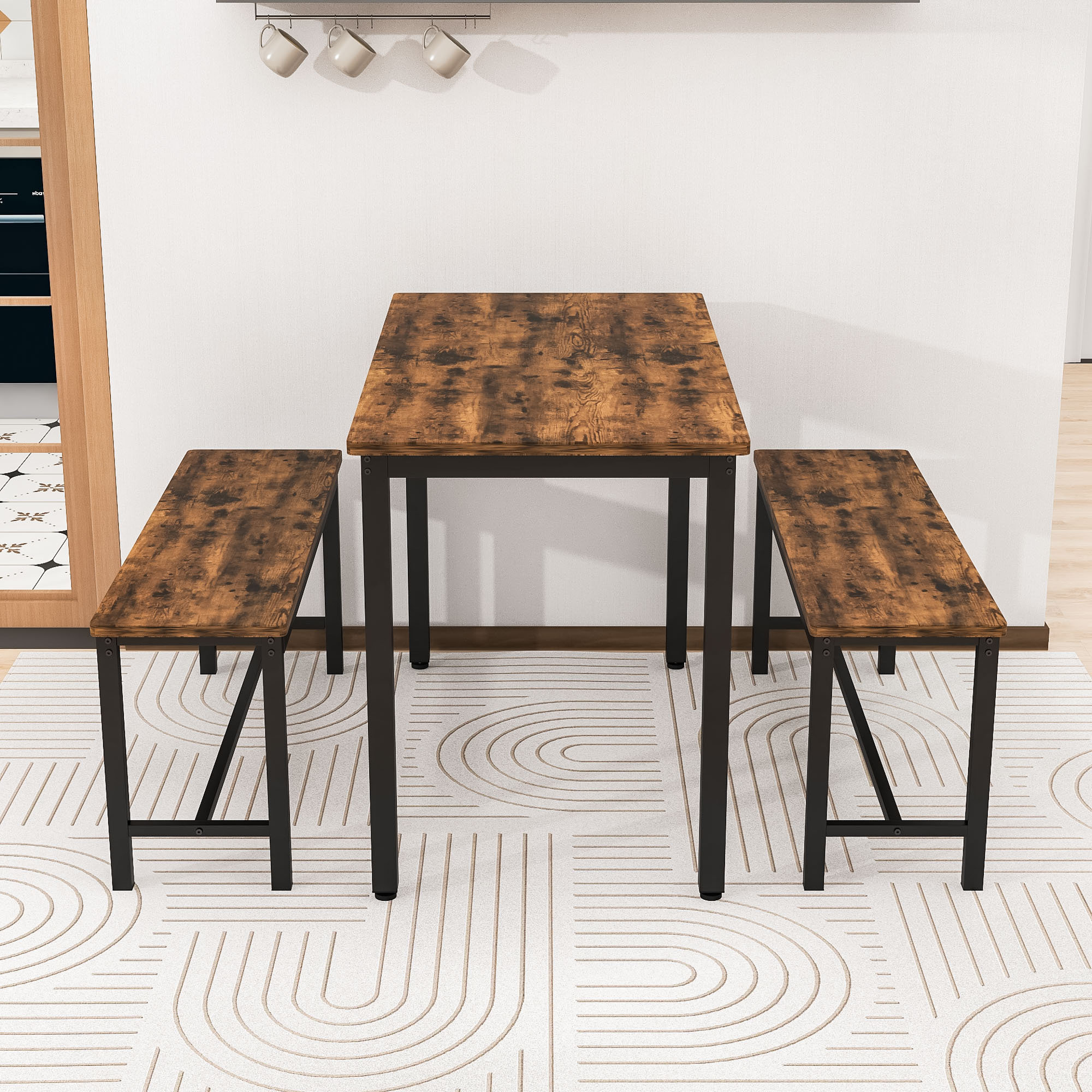 Ebern Designs Space-Saving Industrial Dining Set for with Table ...