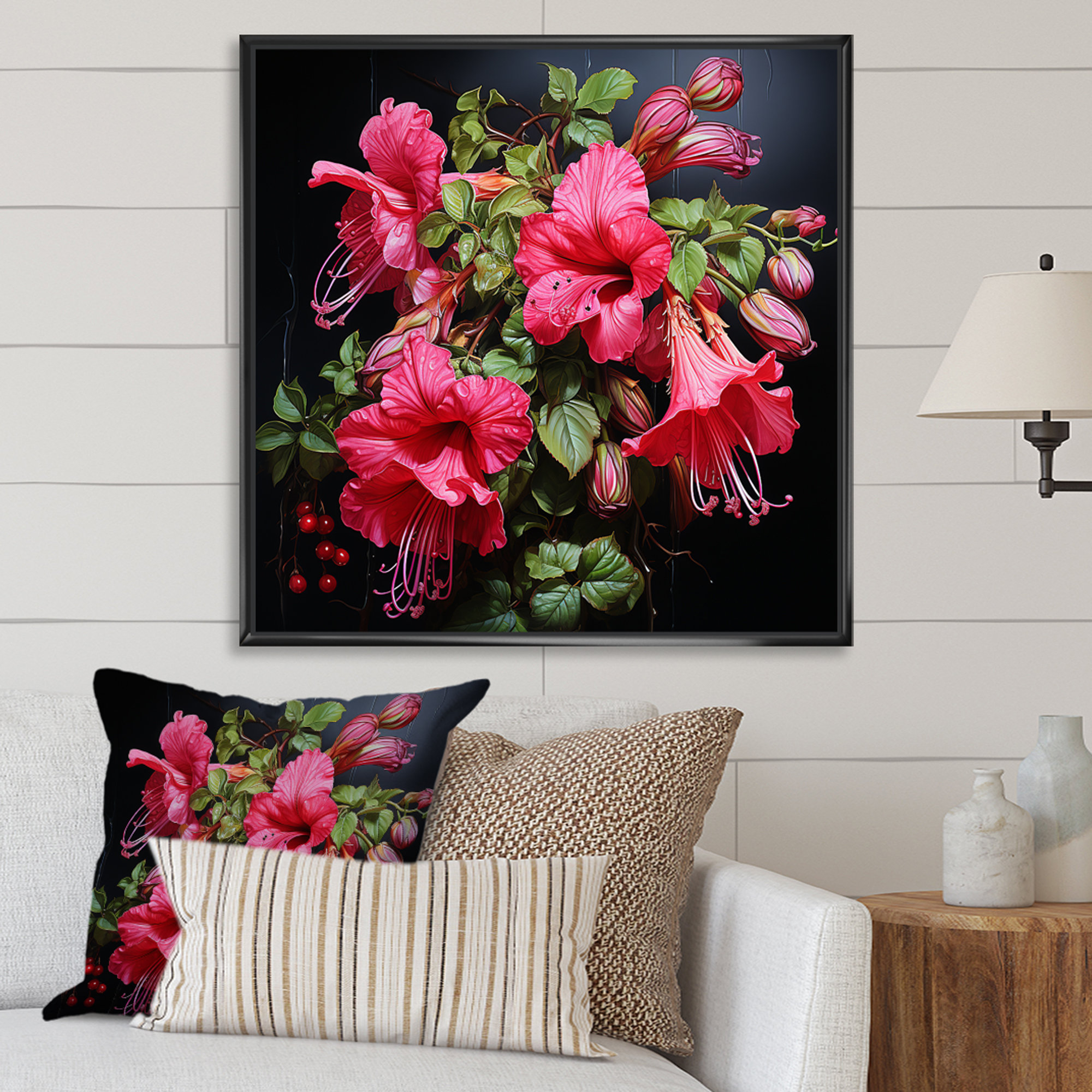 Ebern Designs Pink Fushion Vintage Fuschia Blooms II - Fuschia Wall Art ...