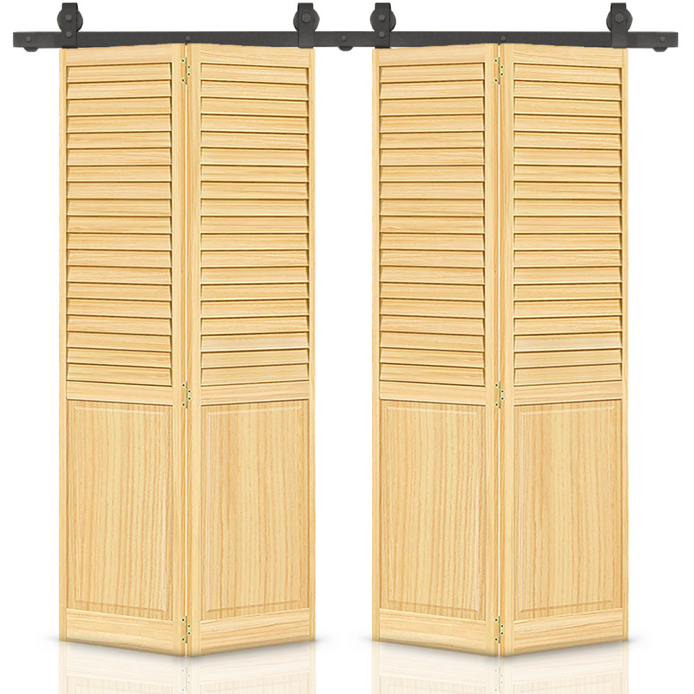 Calhome Louvered Wood and Metal Unfinished Bi-Fold Door | Wayfair