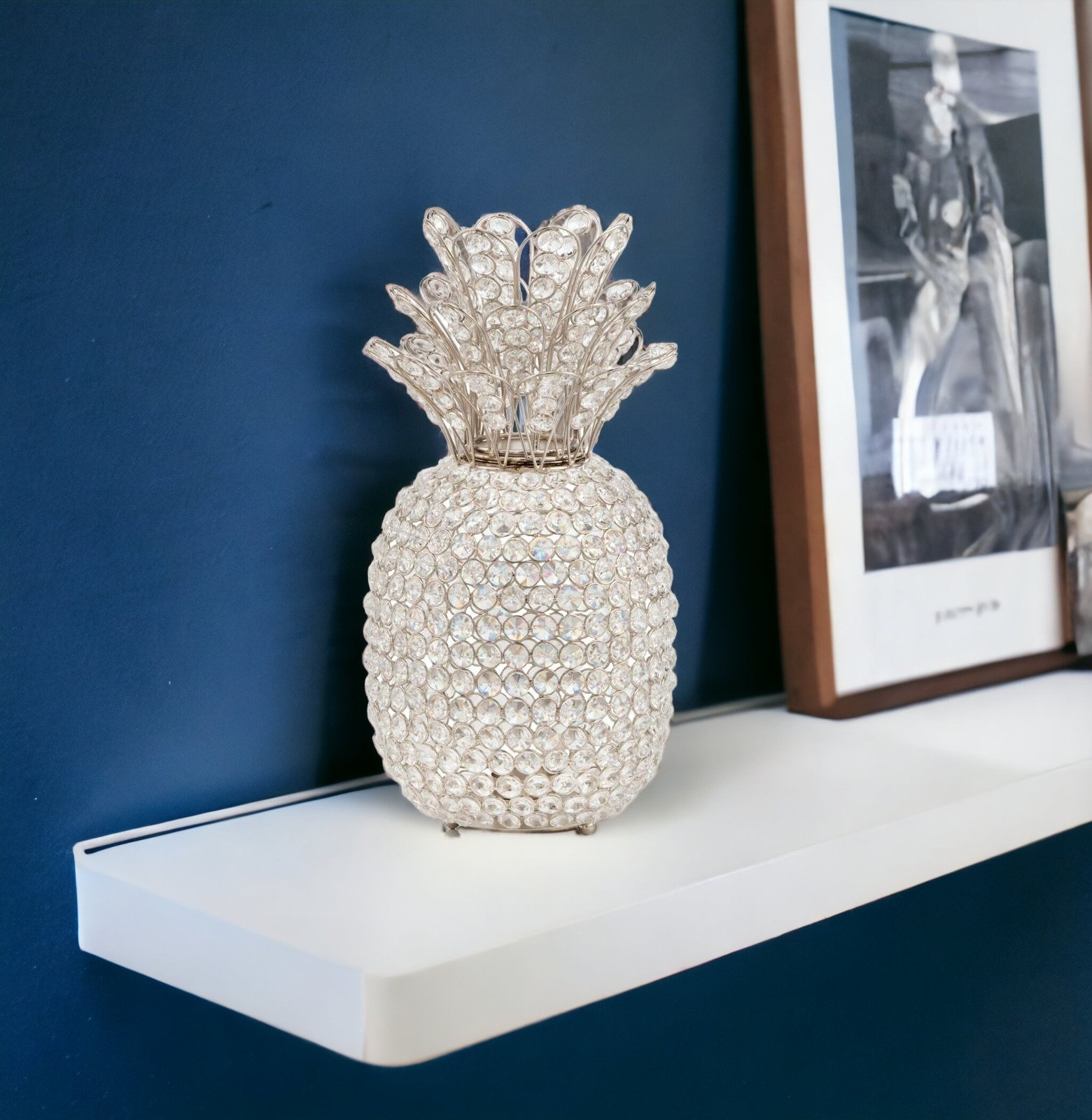 Everly Quinn 15" Silver Faux Crystal Decorative Pineapple | Wayfair