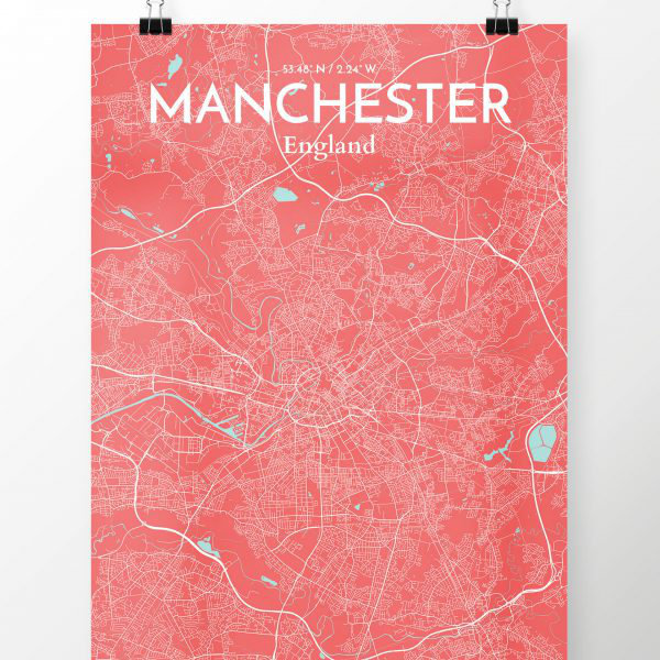 OurPoster.com 'Manchester City Map' Graphic Art Print Poster in ...