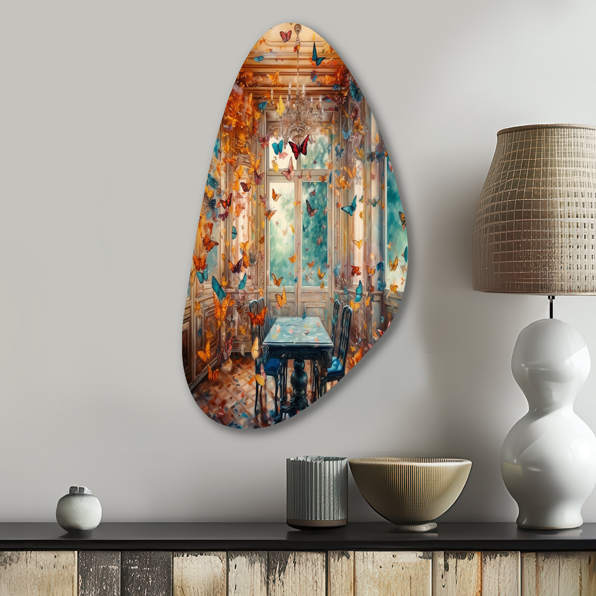 August Grove Dreamy Butterfly Room - Floral Fall Shape Irregular Metal ...