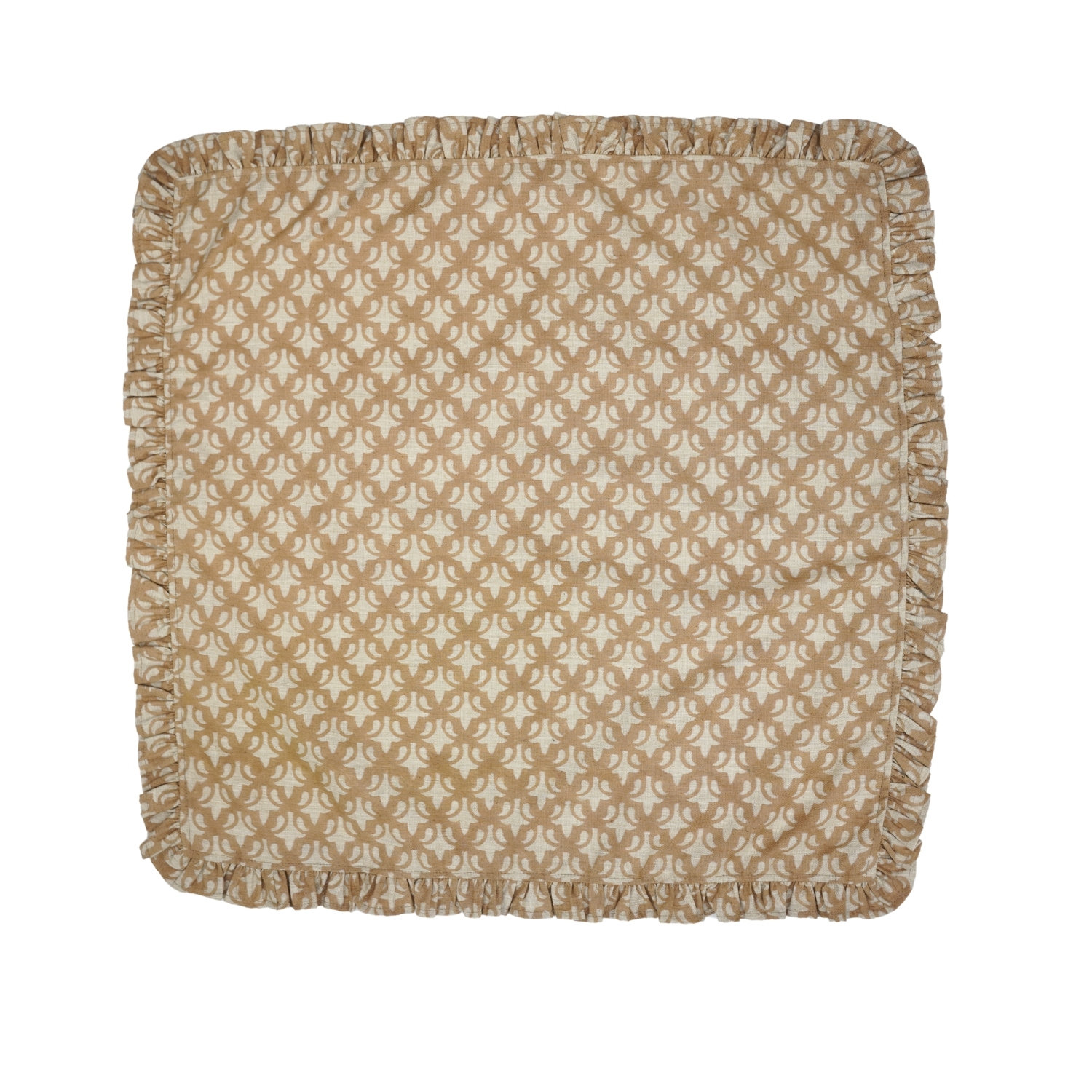 Fabdivine Elegant Florl Block Print Ruffled Napkin 18X18 Inch Classic ...