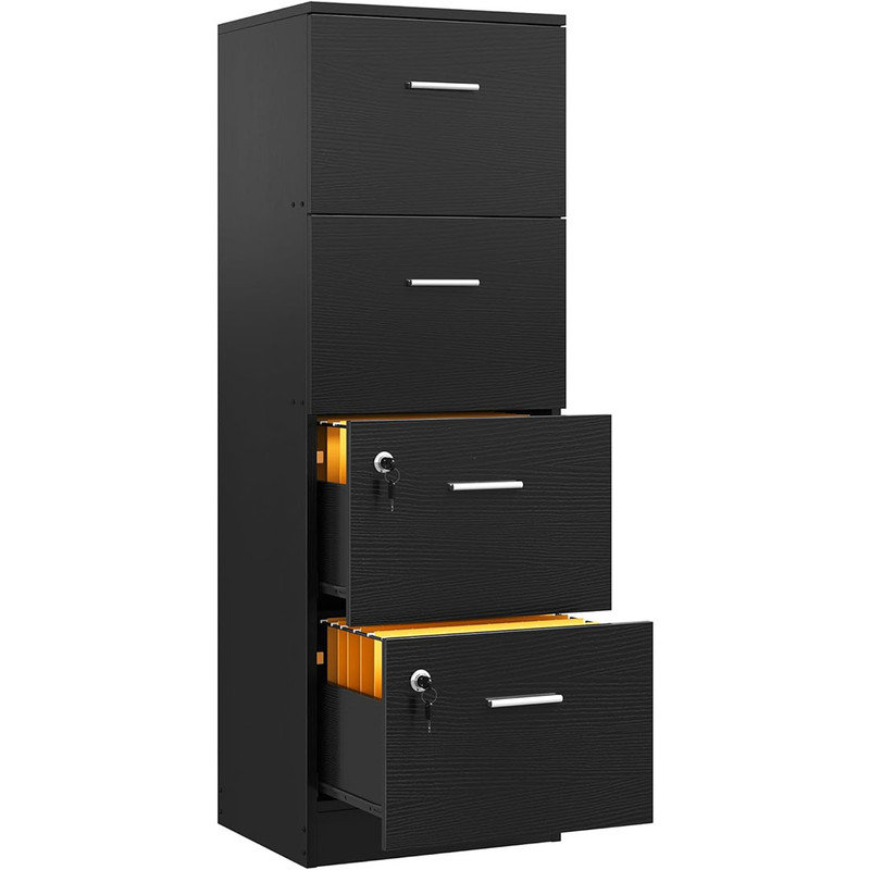 Latitude Run® 4-Drawer Filling Cabinet with Lock, Lockable Wood Cabinet ...
