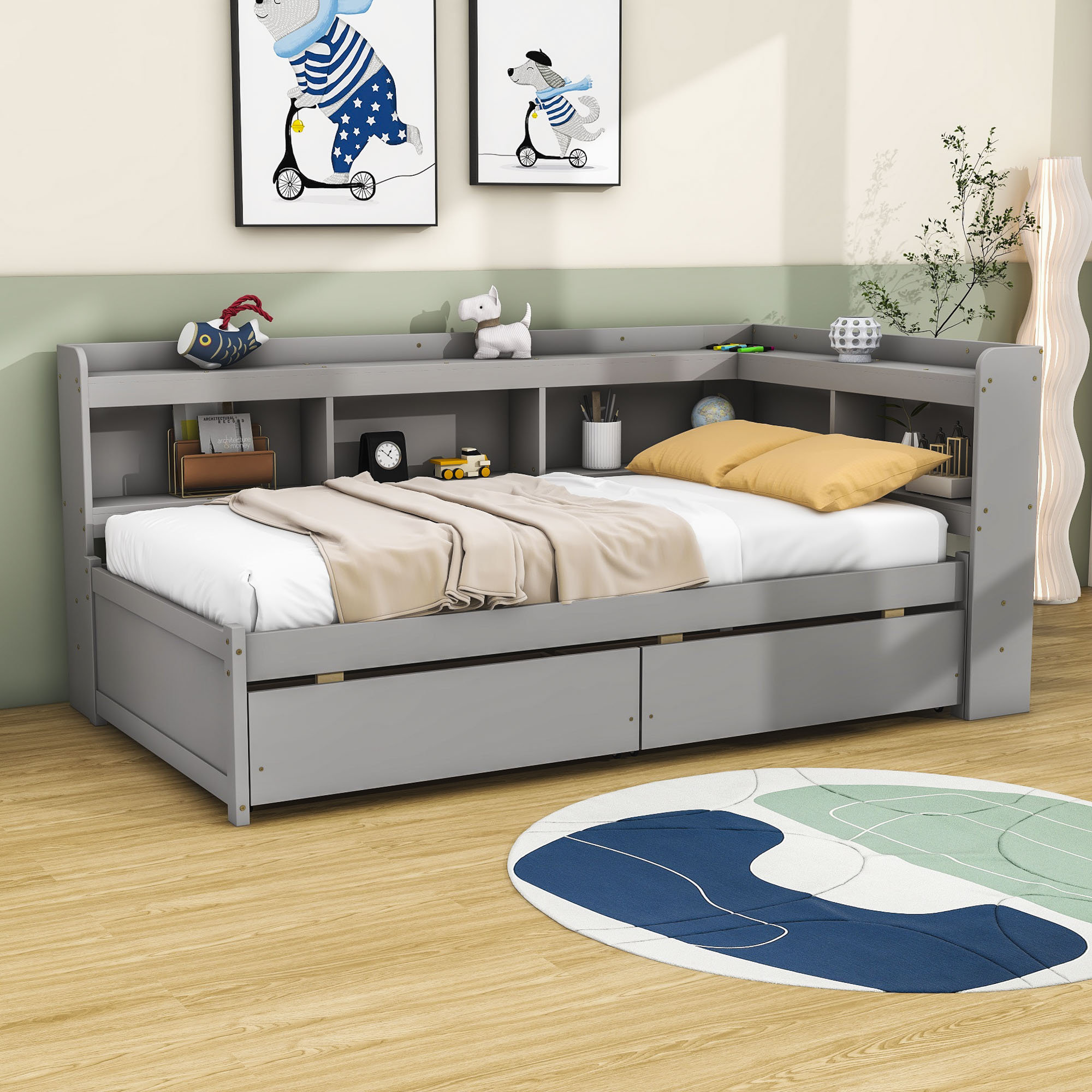 Latitude Run® Flausino Storage Bookcase Bed | Wayfair
