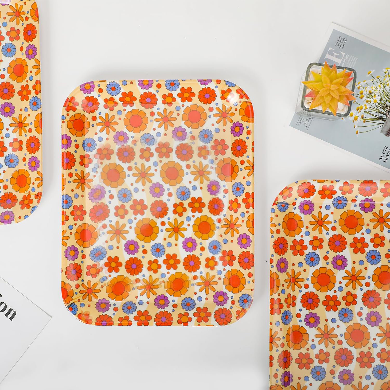 Lark Manor™ Serving Tray Orange Serving Trays Daisy Flower Plates 12 ...