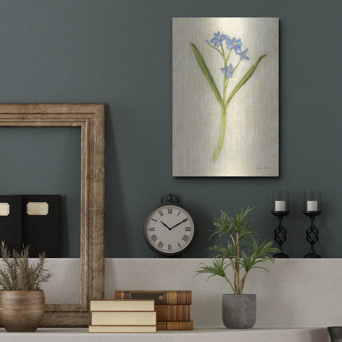August Grove® 'Forget Me Not Stem' by Cheri Blum Metal Wall Art | Wayfair