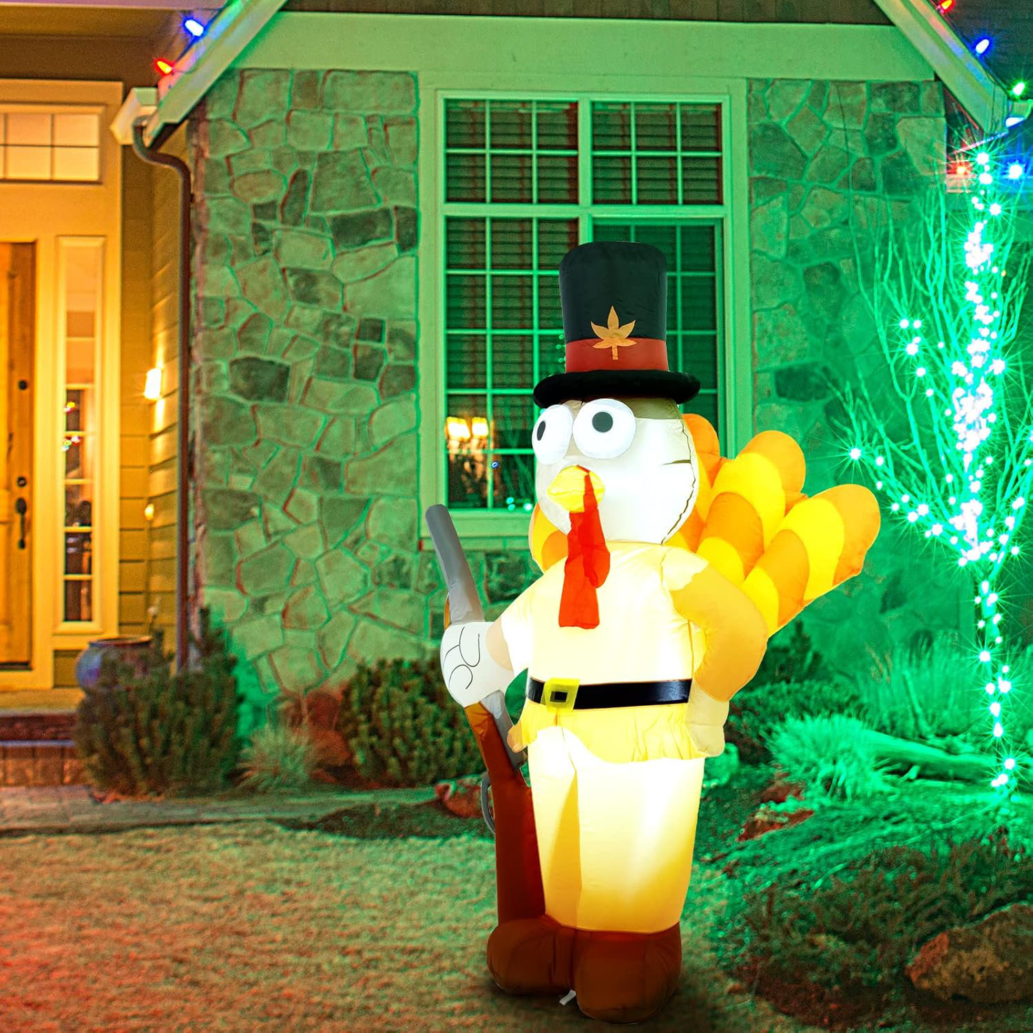 The Holiday Aisle® 6FT Turkey Soldier With Hat And Gun, Thanksgiving ...