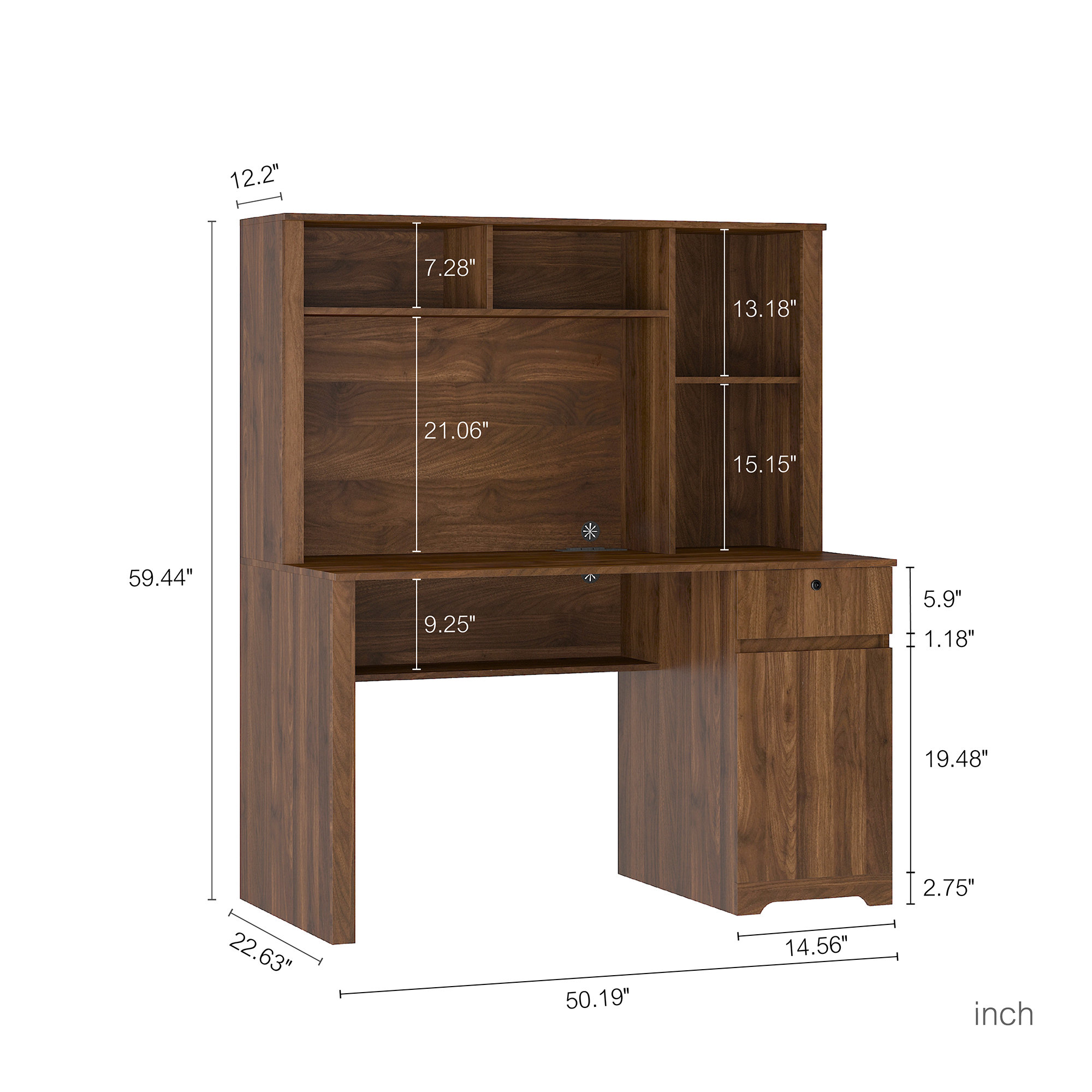 Lark Manor™ Computer Desk with Hutch and Bookshelf | Wayfair