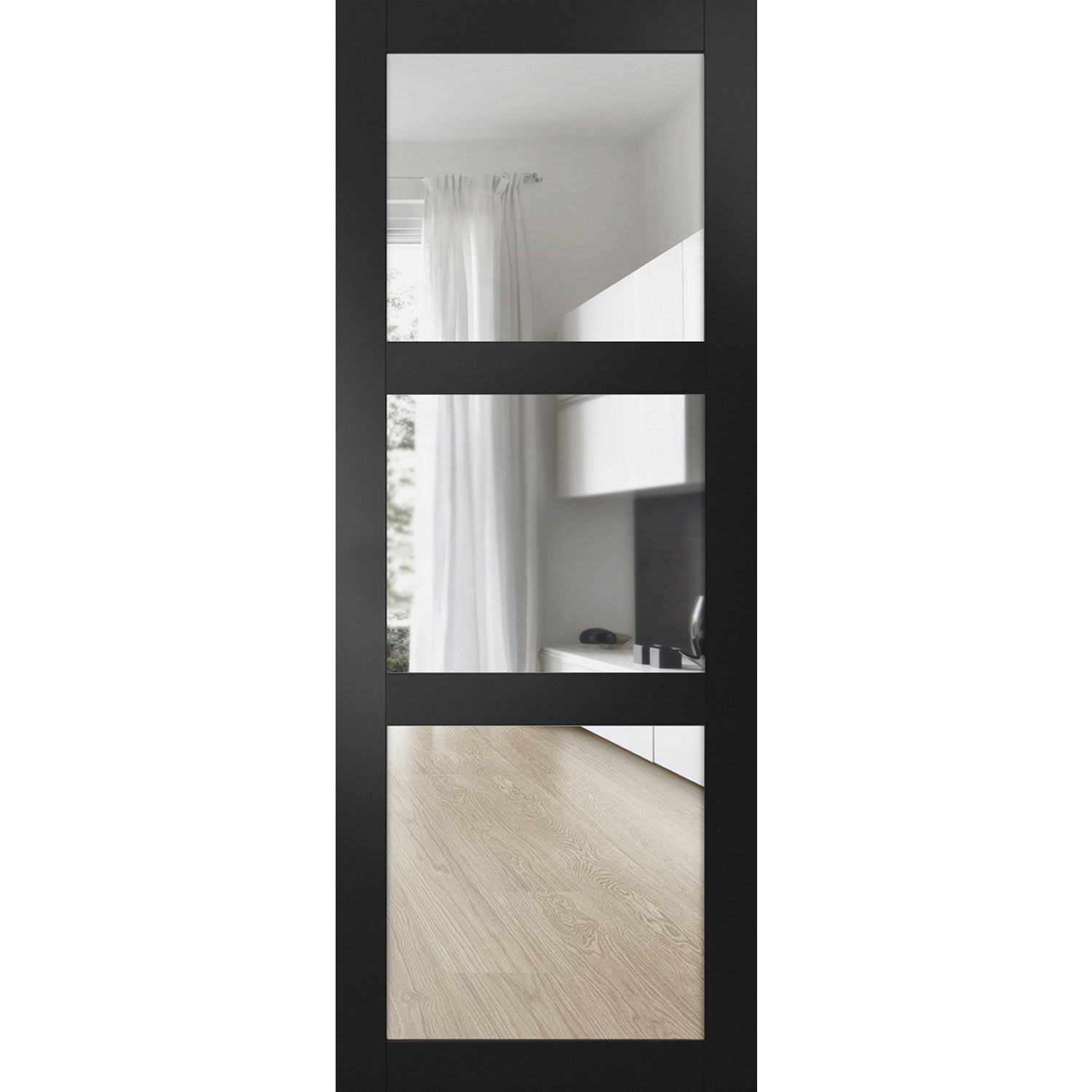 SARTODOORS Lucia Clear Glass Wood Standard Black Door Slab - Wayfair Canada