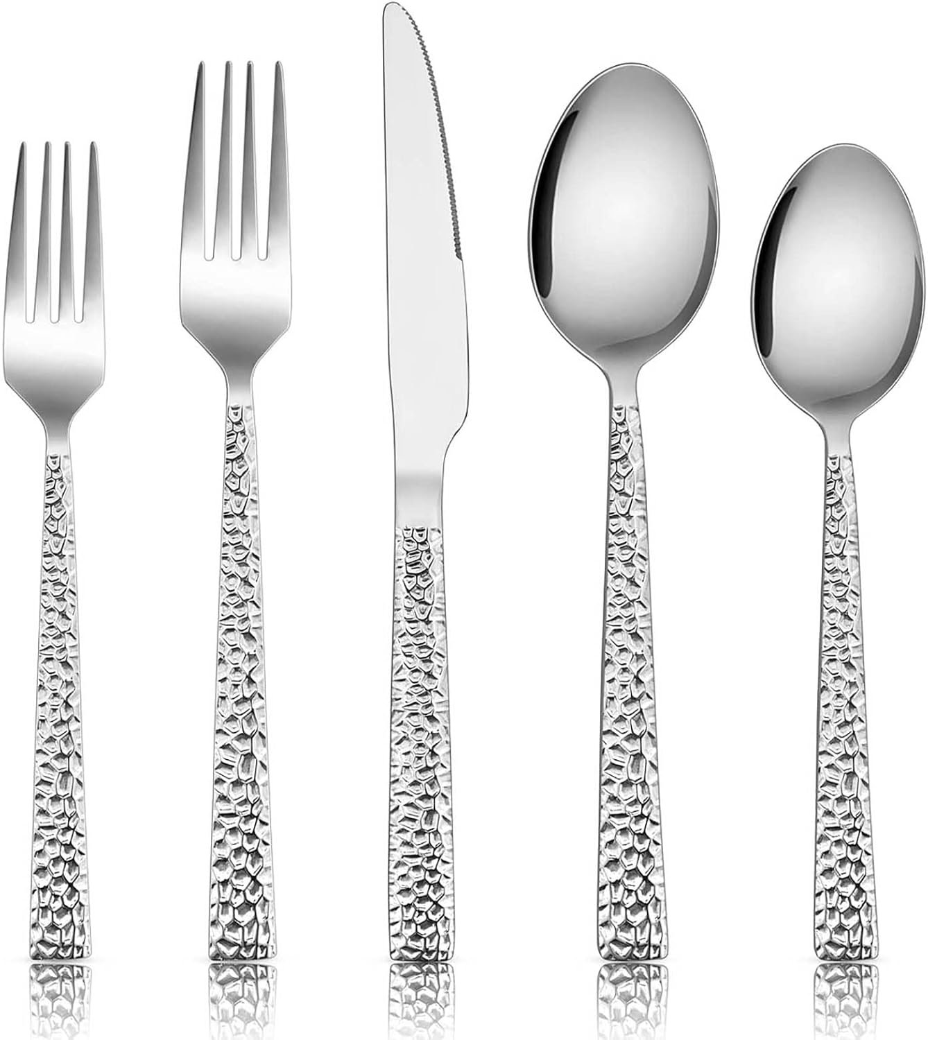 Latitude Run® 80-Piece Hammered Flatware Set For 16, Stainless Steel ...