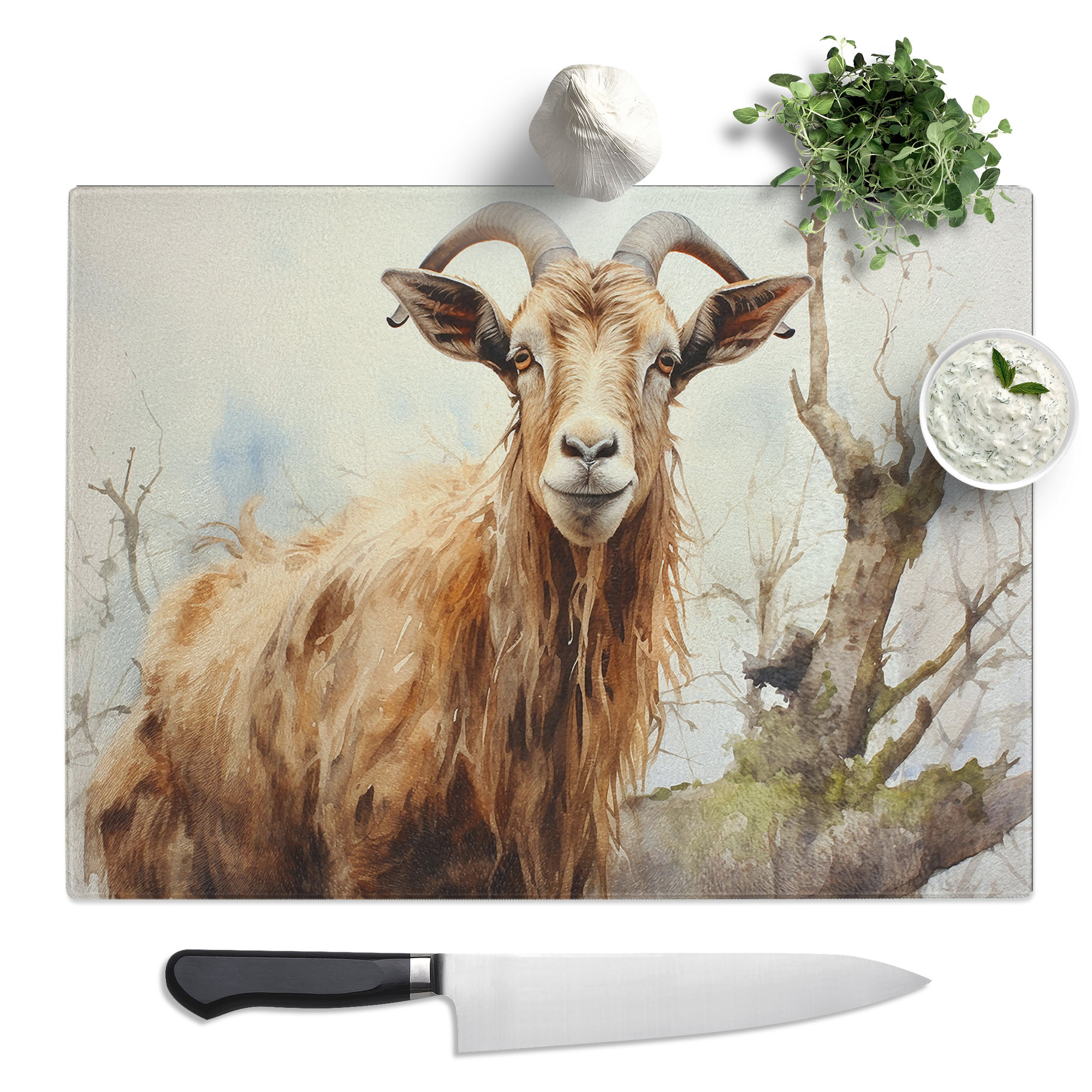 Big Box Art Goat Watercolour Glass Chopping Board | Wayfair.co.uk