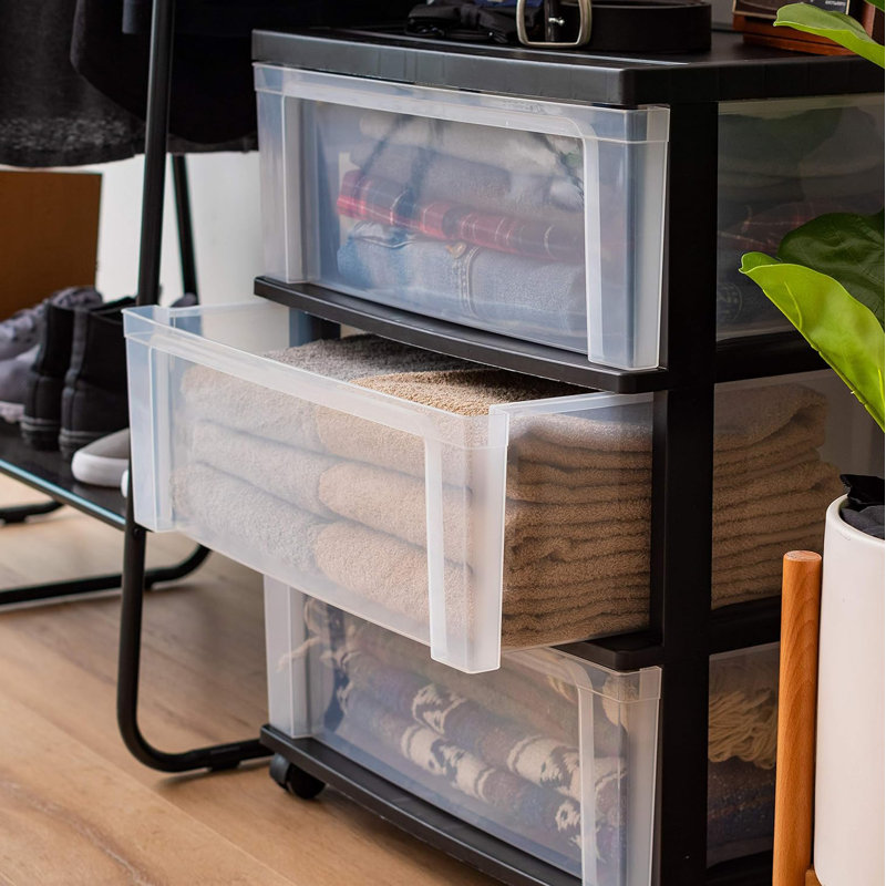 Brayden Studio 3 Drawer Wide Storage Drawer Cart with Caster Wheels ...