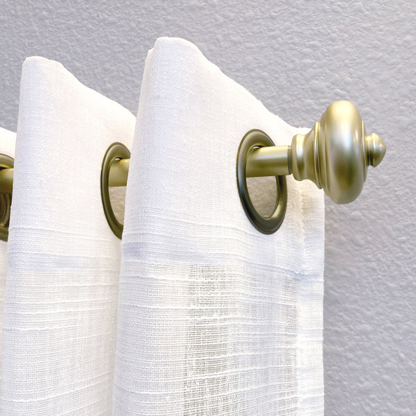 Charlton Home® Madyson Metal Adjustable Single Curtain Rod & Reviews ...