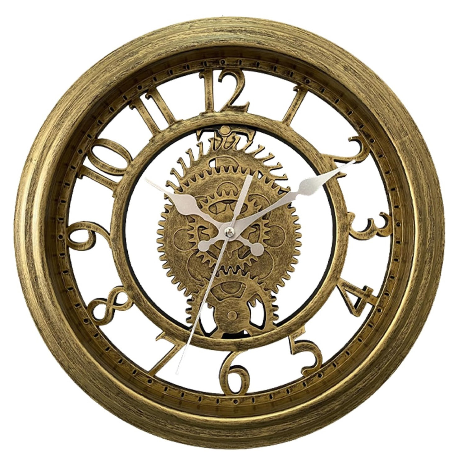 Williston Forge 11 Inch Vintage Gold Analog Farmhouse Gear Round ...