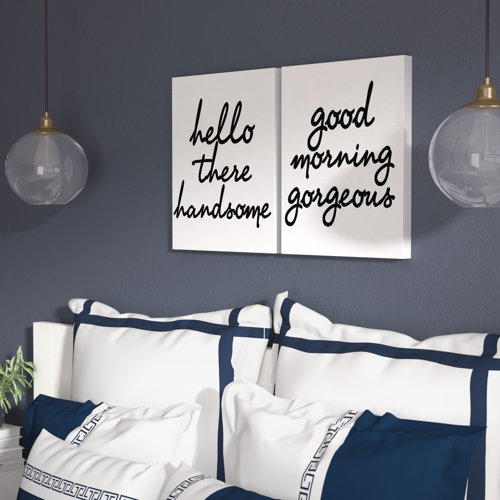 Ivy Bronx 2 Piece 'Hello There Good Morning' Glam Stretched Canvas Wall ...