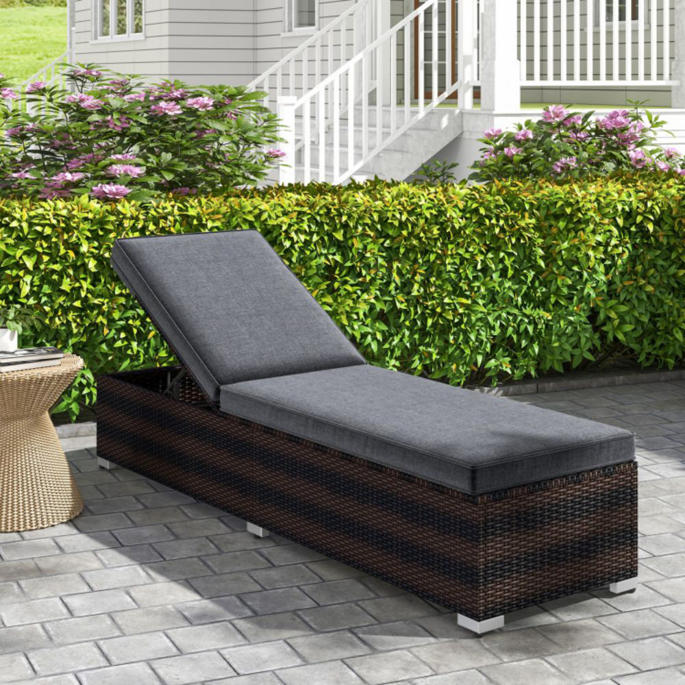 Latitude Run® Patio Wicker Lounge Chair With 4-Level Backrest And Long ...