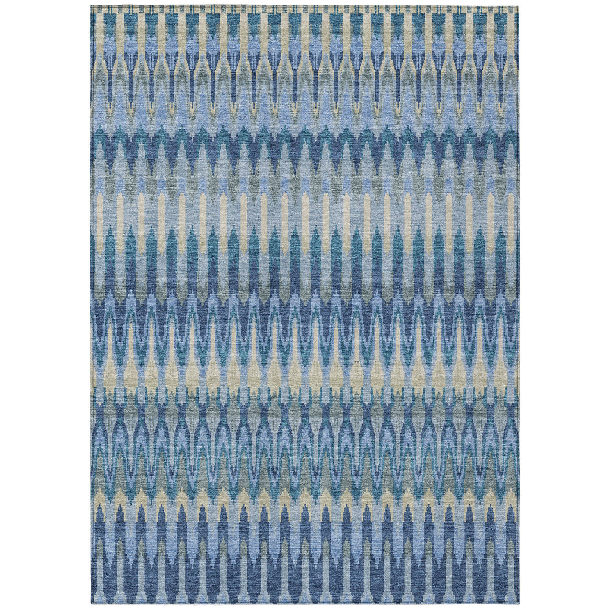 HomeRoots 9' X 12' Denim Blue And Sky Blue Southwestern Washable Indoor ...