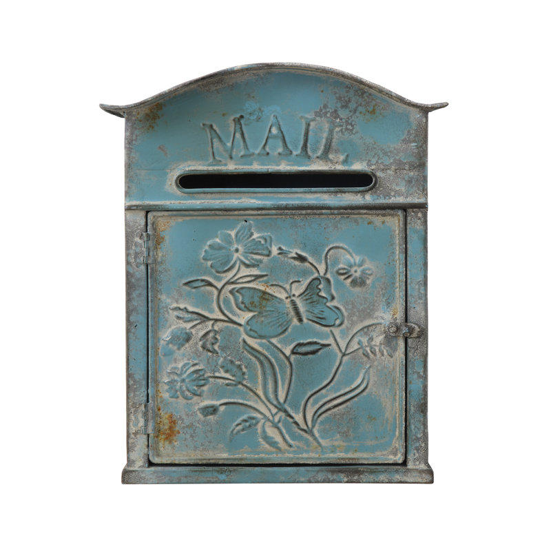 Creative Co-Op Distressed Embossed Tin Wall Mounted Mailbox & Reviews ...