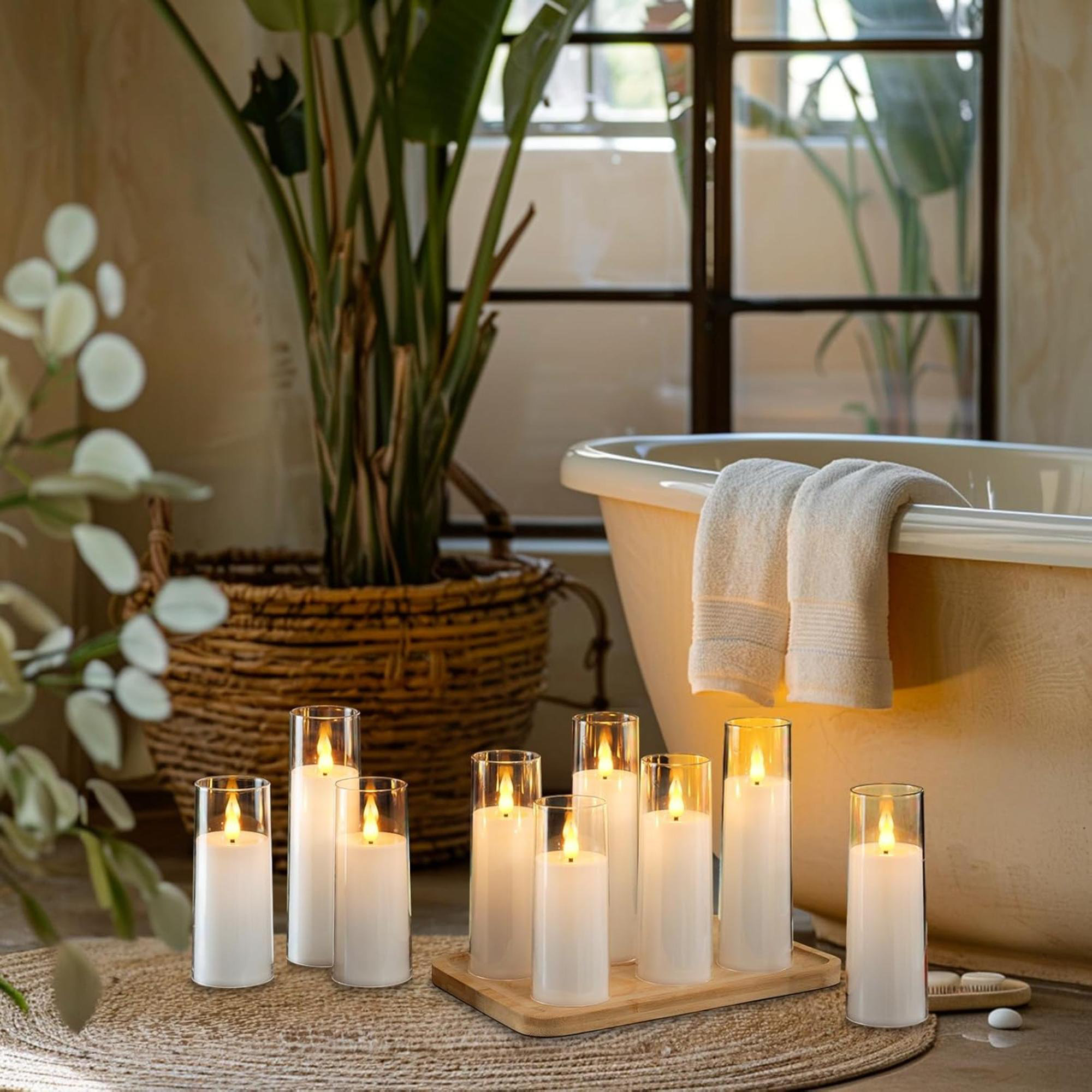 The Holiday Aisle® Pure White Flameless Candles 9 Set, Battery Operated ...