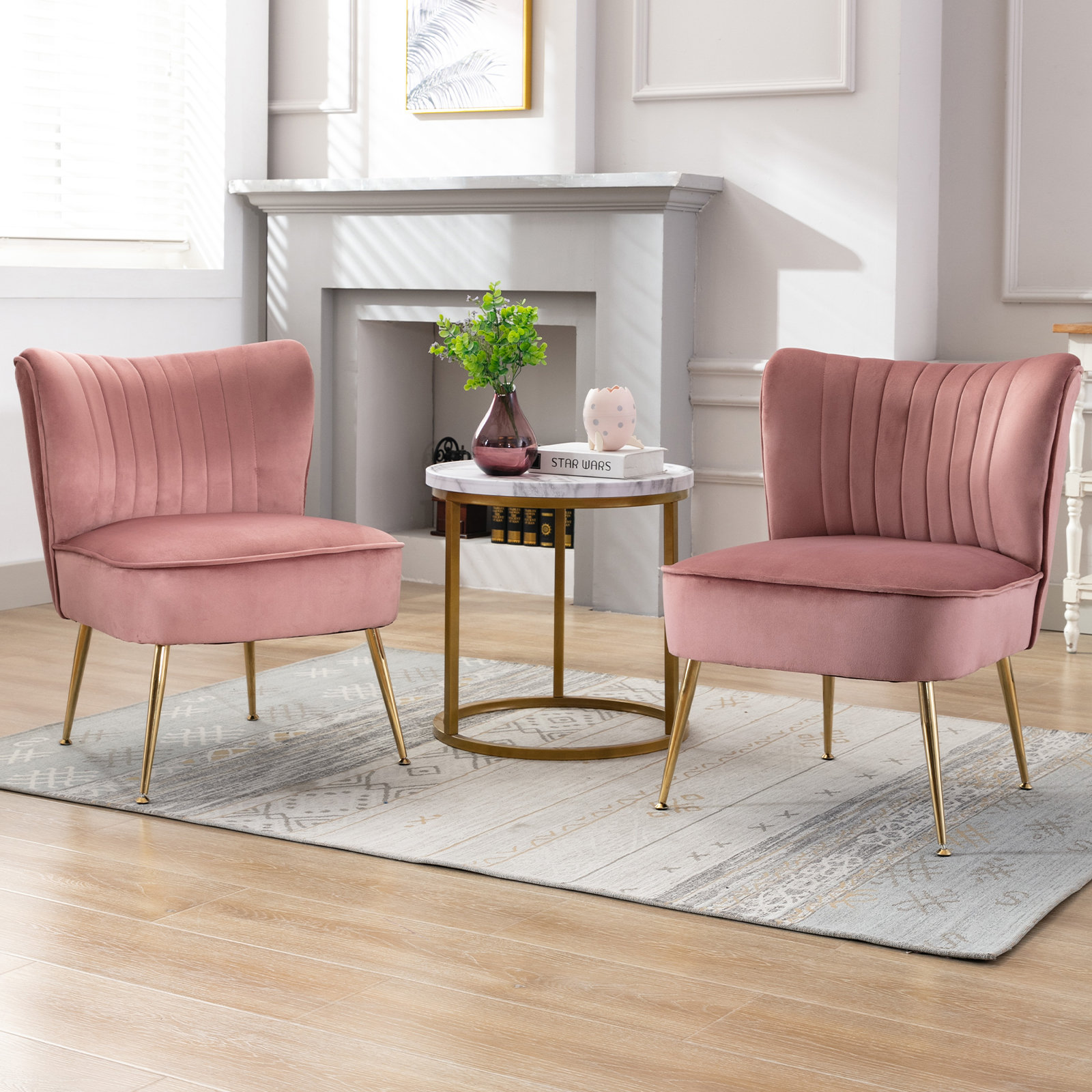 Mercer41 Latwanna 22'' Wide Velvet Slipper Chair Accent Chairs Modern ...