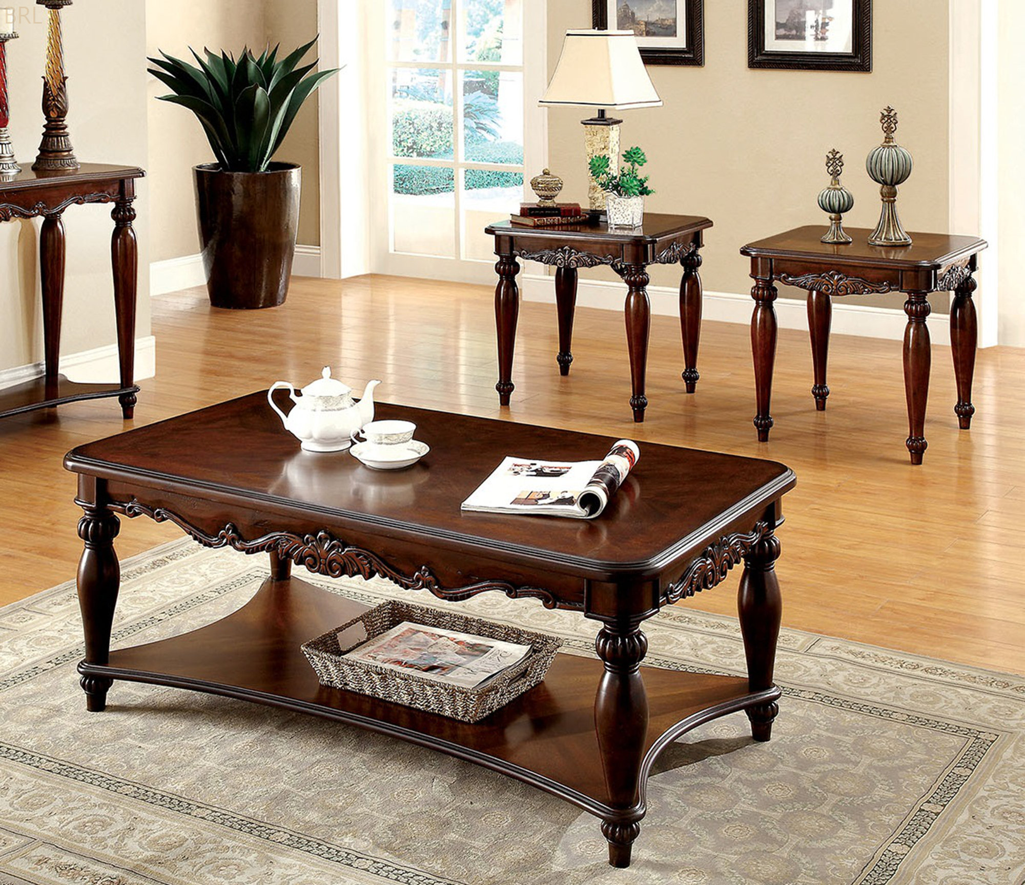 Canora Grey 3Pc Coffee Table Traditional Style And Intricate Design 1X ...
