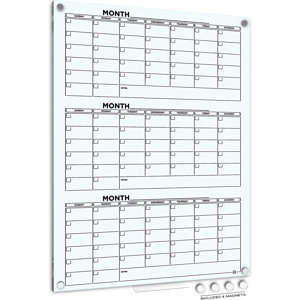 Scribbledo Wall Mounted Monthly Glass Calendar 34" x46" | Wayfair