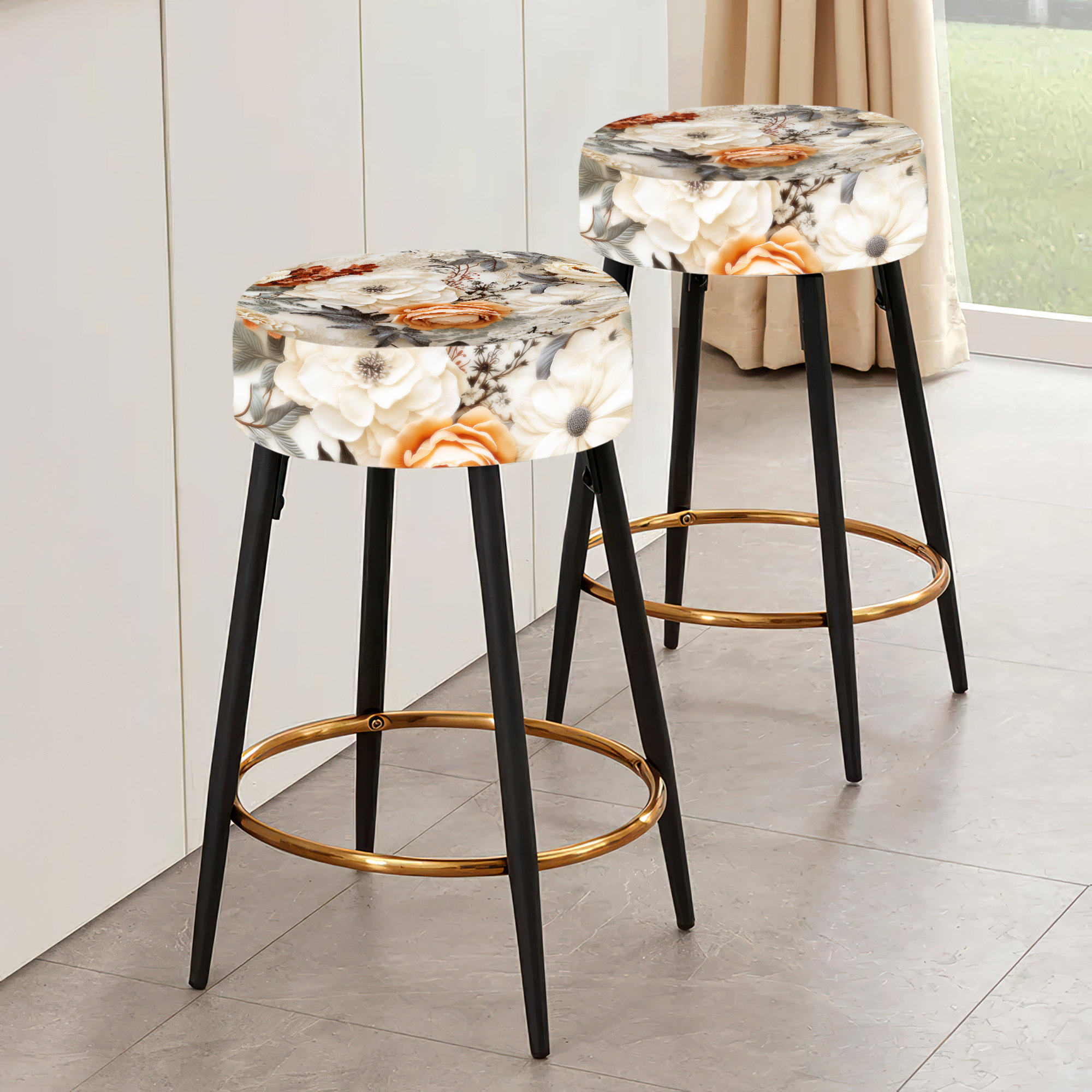 Design Art Rustic Lace Romance Victorian Pattern V - Floral Bar Stools ...