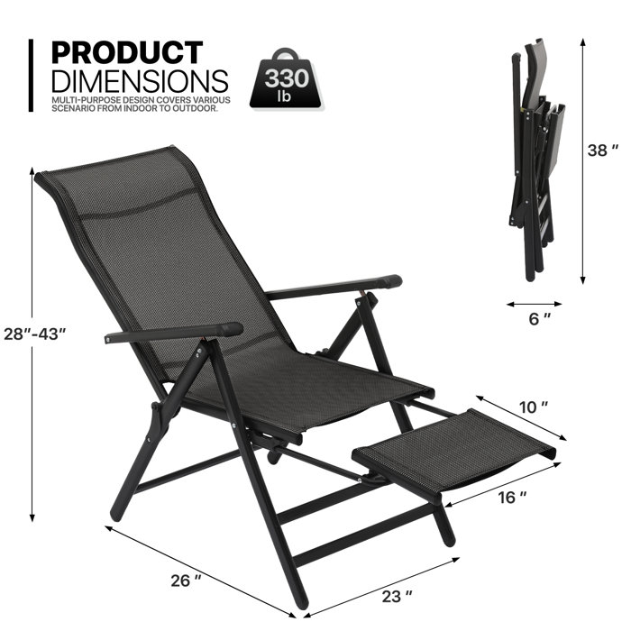 MoNiBloom Foldable Lounge Chair with Retractable Footrest & Reviews ...