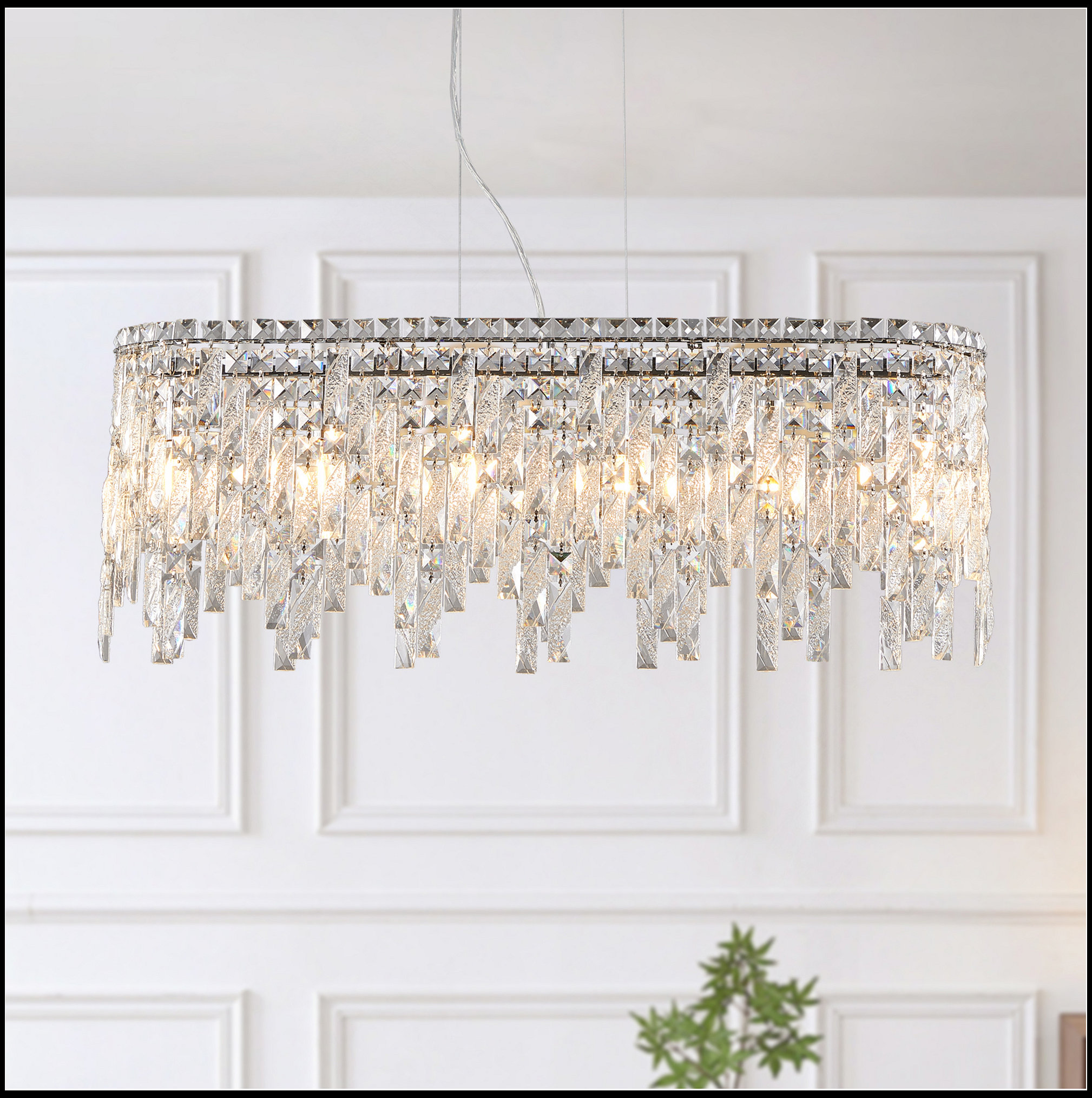 KUNMINGZHUHE Elegant Oval Crystal Chandelier, Modern Ceiling Light ...