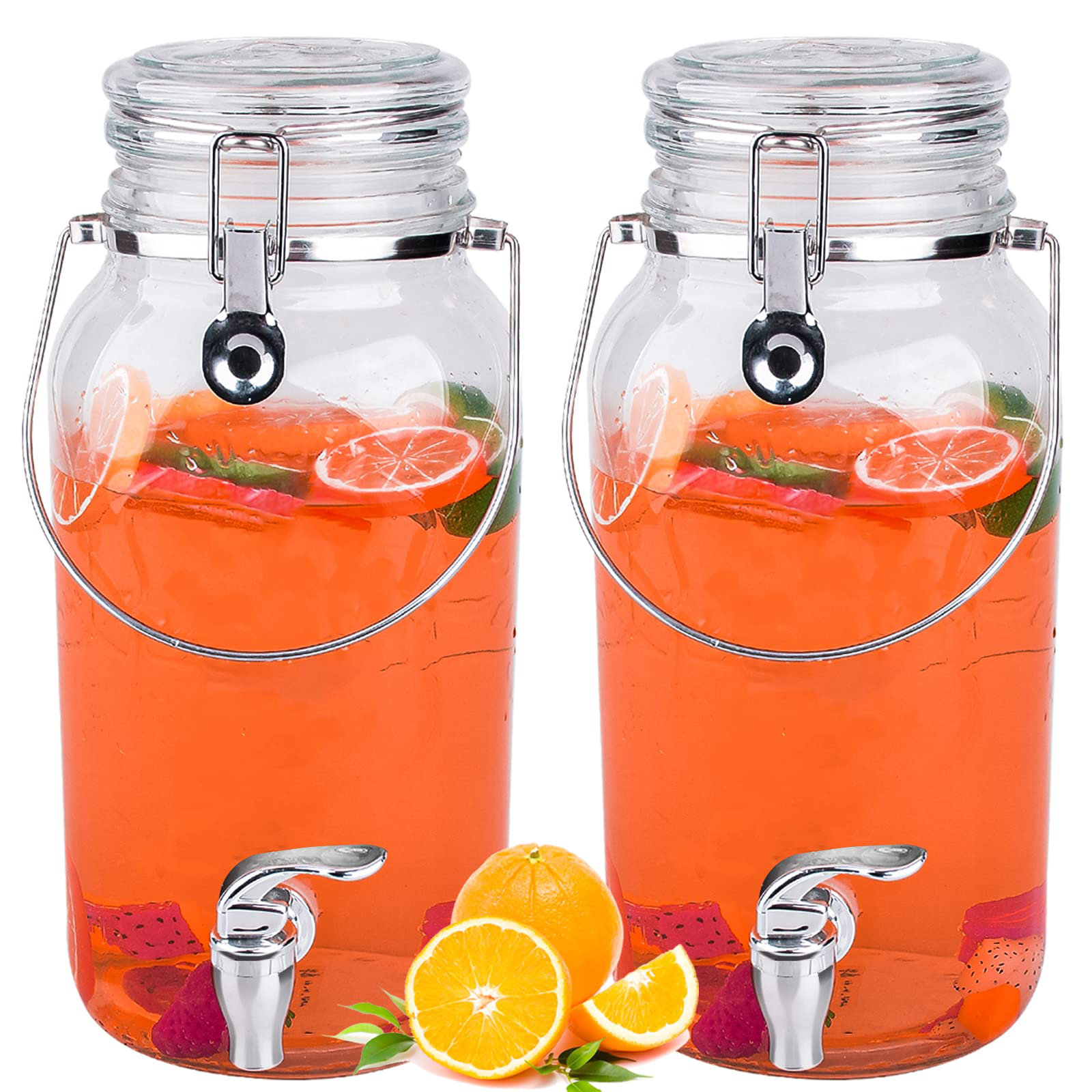 One Allium Way® 1 Gallon Glass Drink Dispensers For Parties,2 Pack ...