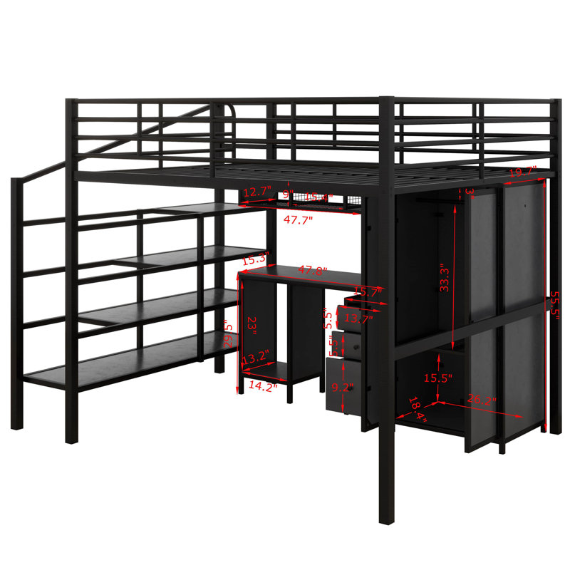 Harriet Bee Jarald Kids Full Loft Bed | Wayfair