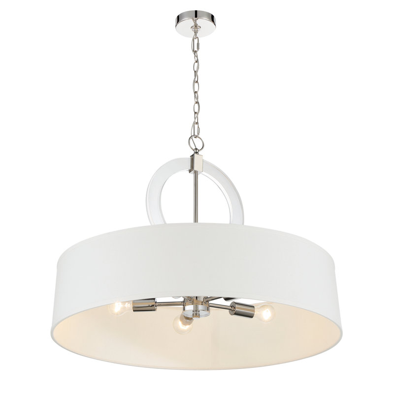 Orren Ellis Mazlum Polished Nickel With White Pendant Light | Wayfair