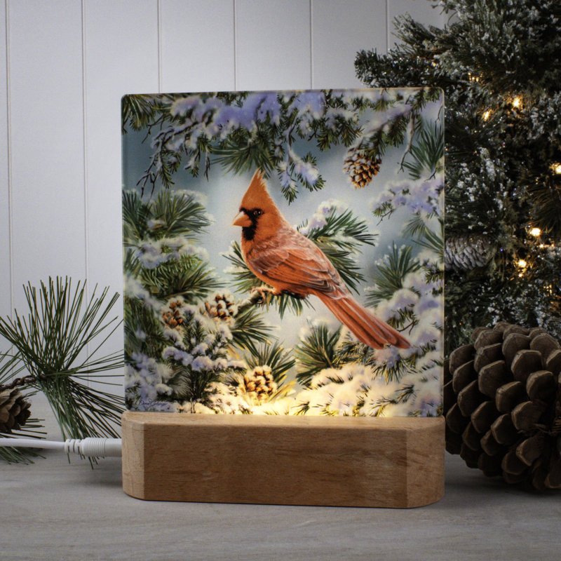 Glow Decor Snowy Pine Cardinal Night Light | Wayfair